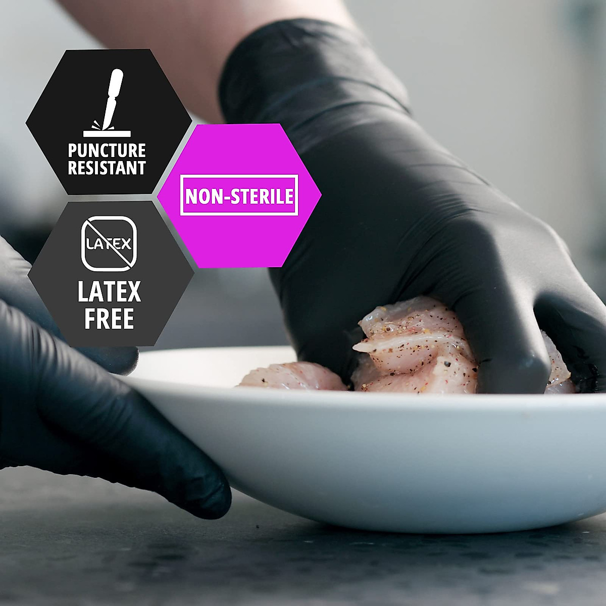 MED PRIDE Black Nitrile Medical Examination Gloves (Small, 100-Count) Ultra-Strong 6 mil Thick, Latex & Rubber Free, Disposable Powder-Free Gloves for Healthcare & Food Handling Use