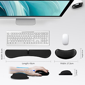 ZIBLY Gel Memory Foam Wrist Rest Keyboard and Mouse Set - Ergonomic Anti-Skid Non Slip Cushion Mouse Pad Wrist Support - Easy Typing, Pain Relief for Work from Home Gaming Computer Laptop