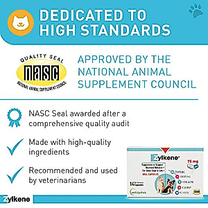 Vetoquinol Zylkene Behavior Support Capsules for Small Dogs and Cats, Calming All Natural Milk Protein Supplement, Helps Relieve Dog Anxiety and Cat Anxiety During Fireworks and Thunder, 75mg