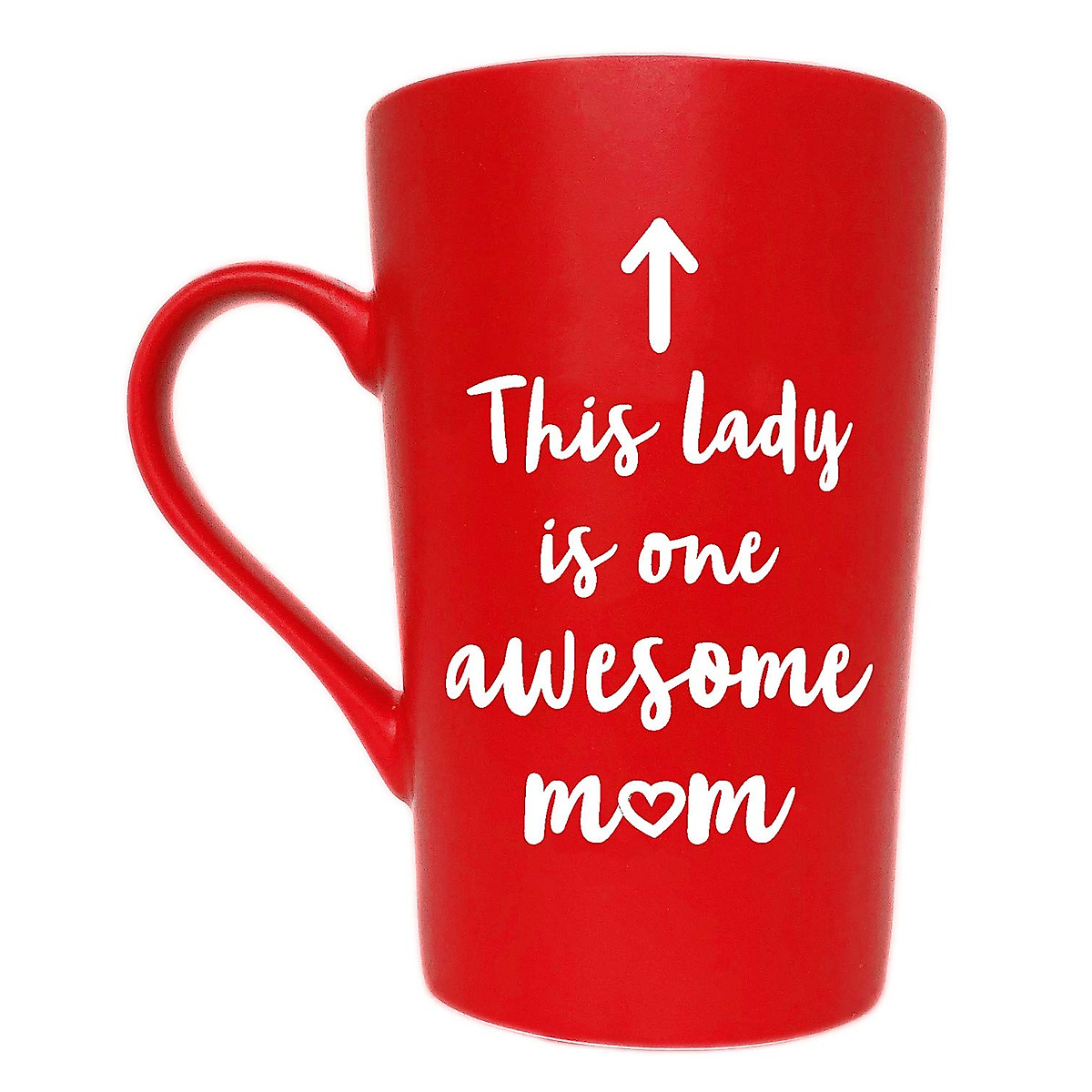 MAUAG This Lady is One Awesome Mom Coffee Mug Christmas Gifts, Funny Quote Cup for Mother's Day or Valentine's Day from Daughter Son or Husband, Red 12 Oz
