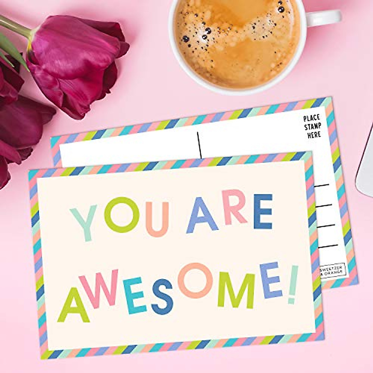 Sweetzer & Orange You Are Awesome Cards Postcards Pack (60 Post Cards) 4x6 Postcards for Kids and Adults. Positive Affirmations Cards, Kindness Cards, Employee Appreciation Awesome Notes