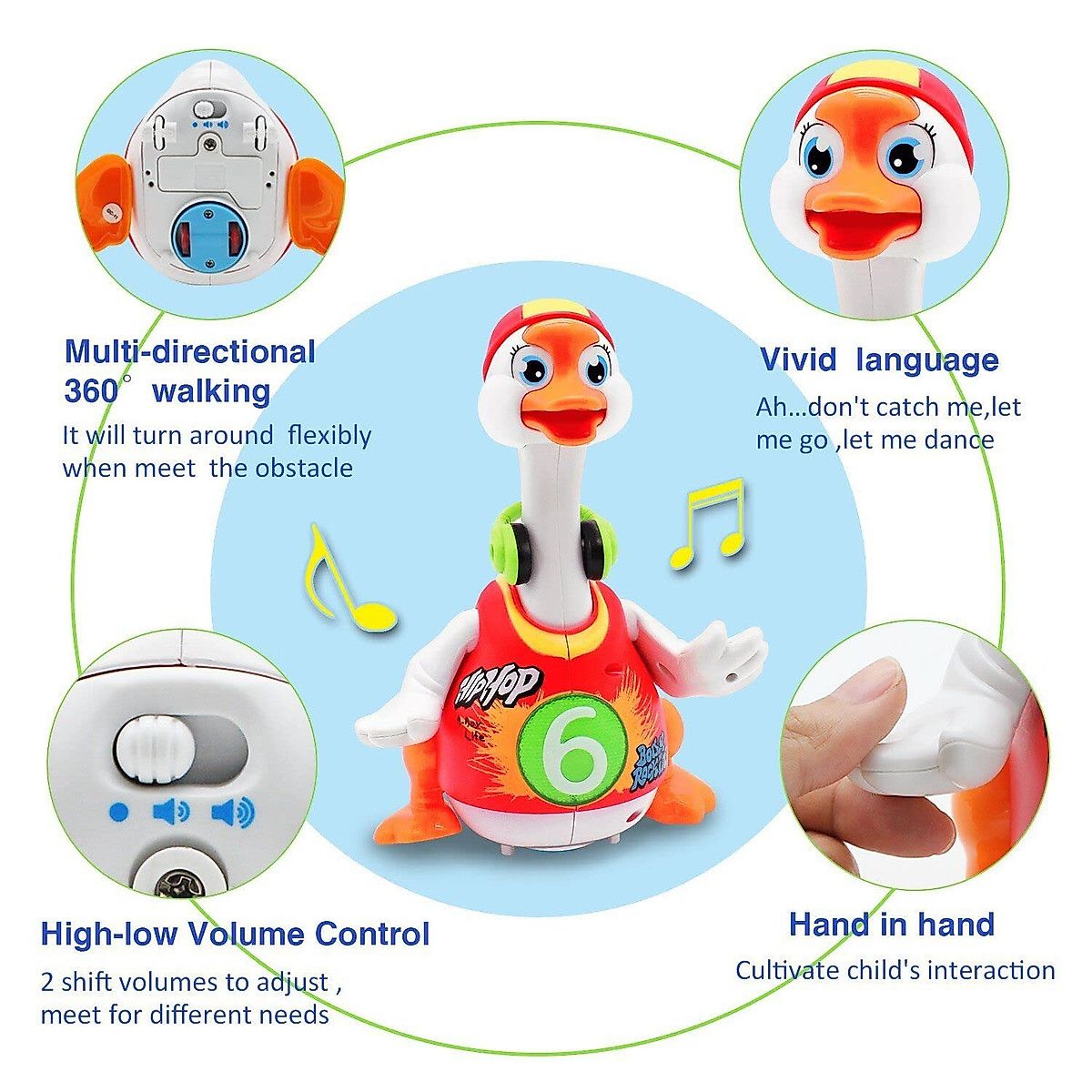 LAGSEAN Baby Toys 18 Months Hip-Hop Goose Early Education Kids Toys for 2 3+ Year Old Boys Girls Music/Walking/Flashing Lights/Dancing Toddlers Christmas Birthday Gifts (Random Color)