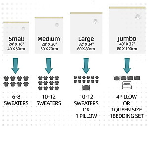 12 PACK, Vacuum Storage Bags , travel essentials, storage, JUMBO100х80cm X4pcs,LARGE 80х60cm X4pcs,MEDIUM 70х50cm X4pcs +1pump, Transparent