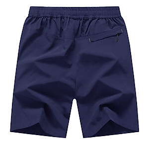 Rdruko Men's Outdoor Running Shorts Quick Dry Lightweight 7" Hiking Shorts with Zip Pockets(Navy, US XL)