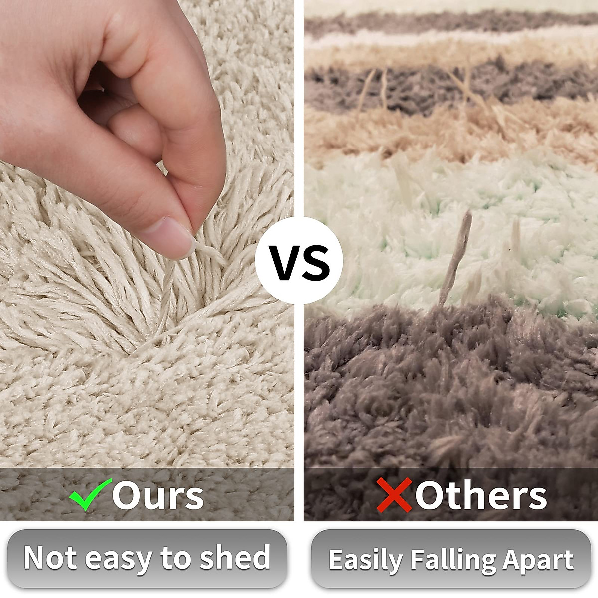 Yimobra Bath Rugs Plush Bath Mat, Soft Comfortable, Extra Thick Fluffy Shower Rug, Super Water Absorbent, Machine Washable Non Slip Shaggy Mats for Tub (31.5 x 19.8 Inches, Beige)