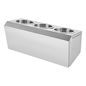 DNYSYSJ Commercial Utensil Holder, 3-Hole Stainless Steel Cylinder Flatware Silverware Utensil Holder Organizer Countertop Forks Spoons Knife Utensil Caddy Compact Cutlery Organizer