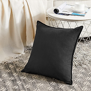 Fancy Homi 4 Packs Black Decorative Throw Pillow Covers 18x18 inch/45x45 cm, Super Soft Faux Suede Decor Square Pillow Covers, Solid Cushion Cover for Couch Living Room Sofa Bedroom