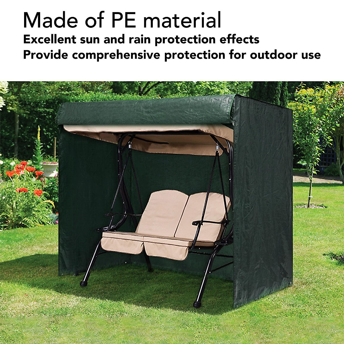 BLSYHDH Outdoor Swing Cover,3 Triple Seater Hammock Cover Garden Swing Cover,Waterproof Patio Swing Cover,Windproof Chair Cover for Furniture,Weather Protector,80.3x43.3x69.7 inch