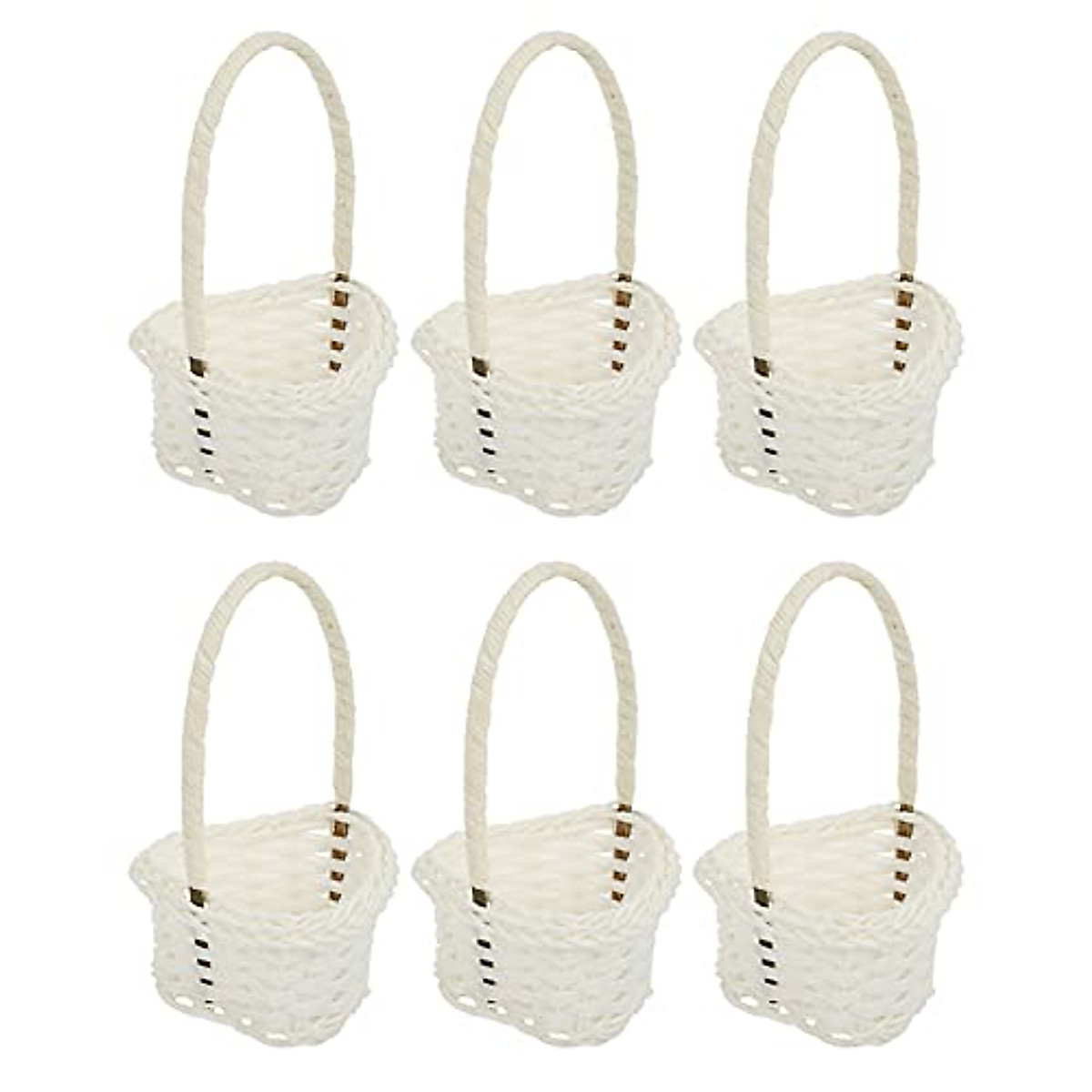 DOITOOL Flowers 6pcs Rattan Woven Flower Basket Gift Basket Picnic Basket Wedding Flower Girl Basket Candy Fruit Sundries Storage Basket for Wedding Picnic Party Baskets