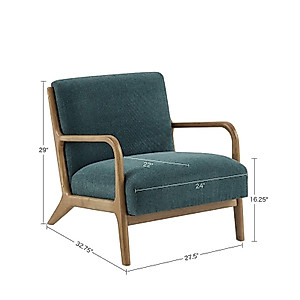 Solid Wood Chair, Chairs Living Room Accent Seating Armchair Teal Comfy Modern Home Furniture 32.75" L X 27.50" W X 29" H