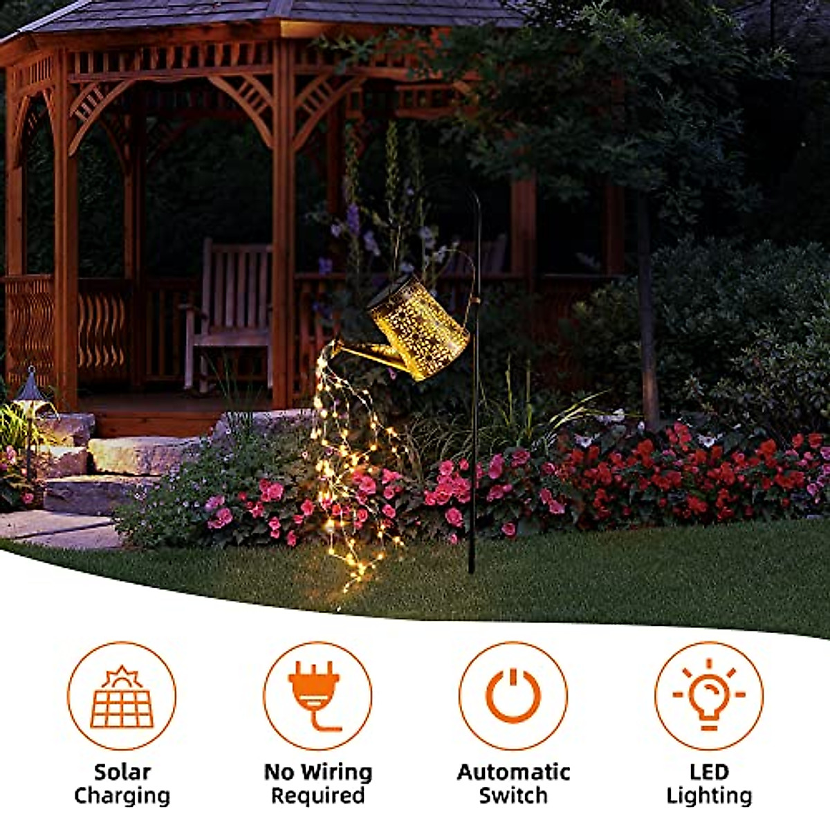 Otdair Solar Watering Can with Lights, Outdoor Garden Decor Waterproof Solar Garden Lights for Outdoor Pathway Yard Lawn Patio Party Decorations Gift for Mom Grandma Birthday