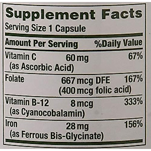 Nature's Bounty Gentle Iron 28 mg 90 Capsules