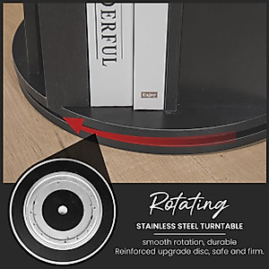 Black Rotating Book Shelf with LED Lights
