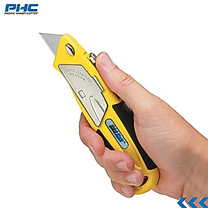 Pacific Handy Cutter QBA375 Autoloading Utility Knife, Automatic Blade Changing, with 5 Additional Blades , Yellow