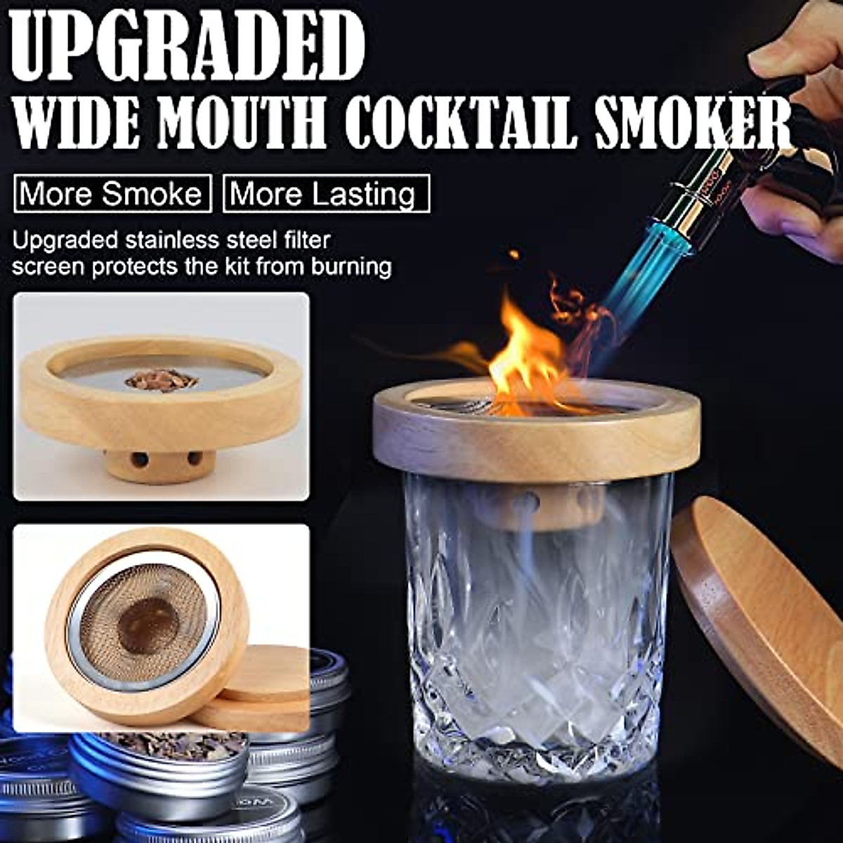 2023 New Cocktail Smoker Kit,Whiskey Bourbon Drink Smoker Kit with Torch (No Butane),6 Wood Chips Flavors Old Fashioned Smoker Kit Gift for Men,Husband,Father