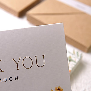 Liheheca Wildflower Thank You Cards with Envelopes,24 Pack Bulk,4x6 Inch,Kraft Envelopes,Wax Seal Stickers,Flower Greeting Cards for Baby Shower,Bridal Shower