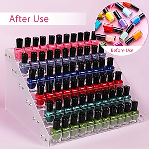 Umirokin Nail Polish Organizer, 6 Tiers Acrylic Paint Rack, Clear Display Holder Storage for Ink Gel Nail Polish Sunglasses Essential Oil Holds up to 54-72 Bottles