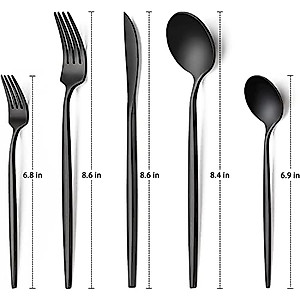 60-Piece Black Silverware Set, Flatware Set for 12, Food-Grade Stainless Steel Tableware Cutlery Set, Utensil Sets Kitchen Cutlery for Home Office Restaurant Hotel