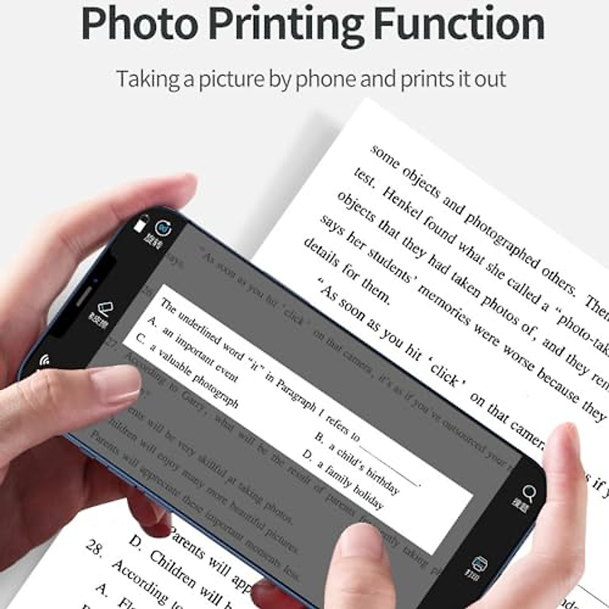 ANGGREK Inkless Thermal Printer, Powerful BT 4.0 Mini Printer 200 DPI Resolution for Instant Printing