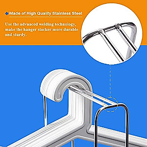Hanger Stacker Clothes Hanger Organizer Rack Sturdy Stainless Steel Clothes Caddy Storage Holder Stacker for Closet & Room Tidier Laundry Rooms Drying Rack