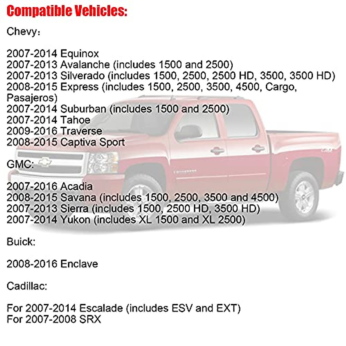 Keyless Entry Remote Control Car Key Fob for Chevy Equinox Avalanche Silverado Escalade Tahoe Suburban GMC Yukon Pontiac Torrent Saturn Outlook Vue OUC60270, OUC60221, Pack of 2