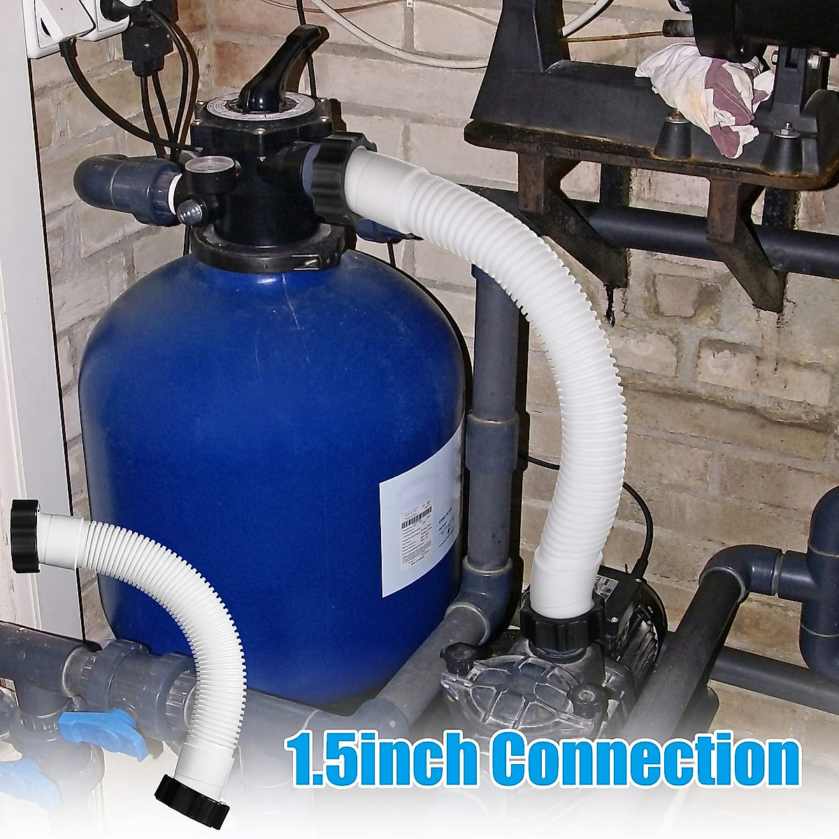 eBoot 16 Inch Pool Pump Interconnecting Hose for Above Ground Pools Sand Filter Pumps Hose Compatible with Intex Filter Pump Pool Replacement Part (White)