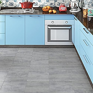 FunStick Slate Grey Vinyl Flooring Peel and Stick Floor Tile Bathroom Waterproof 12x12 Inch 15 Pcs Vinyl Tiles Stick on Floor Tiles Peel and Stick Flooring for Kitchen Bedroom Grey Laminate Flooring