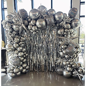 HYHJBLN 26Pcs Disco Ball Balloons Different Sizes- 4D Large Disco Balloons 22 18 15 10 Inch Metallic Silver Disco Mylar Foil Balloons Round Balloons for 70s 80s 90s Disco Themed Party Decor Supplies