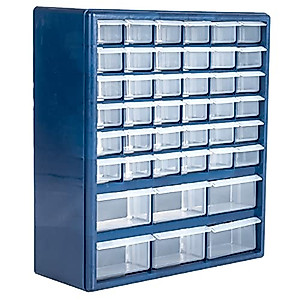 Plastic Storage Drawers – 42 Compartment Organizer – Desktop or Wall Mount Container, 10 Targets & MaxWorks 80694 30-Bin Wall Mount Parts Rack/Storage