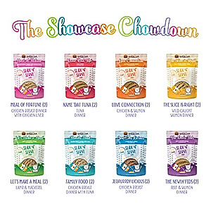 Weruva Slide N' Serve Paté Wet Cat Food, The Showcase Chowdown Slide N' Serve 2.8oz Pouch Variety Pack of 16, Multi Color