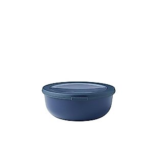 MEPAL, Cirqula Multi Food Storage and Serving Bowl with Lid, Food Prep Container, Shallow, Nordic Denim, 1.3 Quarts (1.25 Liters, 42 ounces), 1 Count