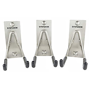 System X SVS 163-3 Stainless Steel Short Double Hook for Pegboard, 3 Inches Long, Pack of 3
