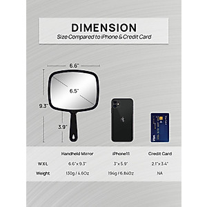 OMIRO Hand Mirror, All Black Handheld Mirror with Handle, 6.6" W x 9.3" L