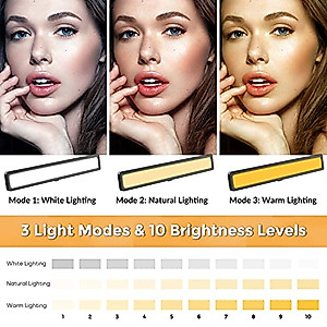 Video Conference Lighting with Tripod for Laptop&Computer -Webcam Light for Streaming-Zoom Lighting with 3 Dimmable Color & 10 Brightness Level for Self Broadcasting and Live Streaming