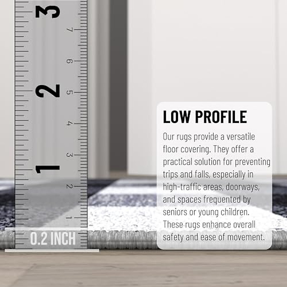 Ottomanson Ottohome Collection Non-Slip Rubberback Checkered Buffalo Plaid Design 2x3 Indoor Area Rug/Entryway Mat, 2'3" x 3', Black/White