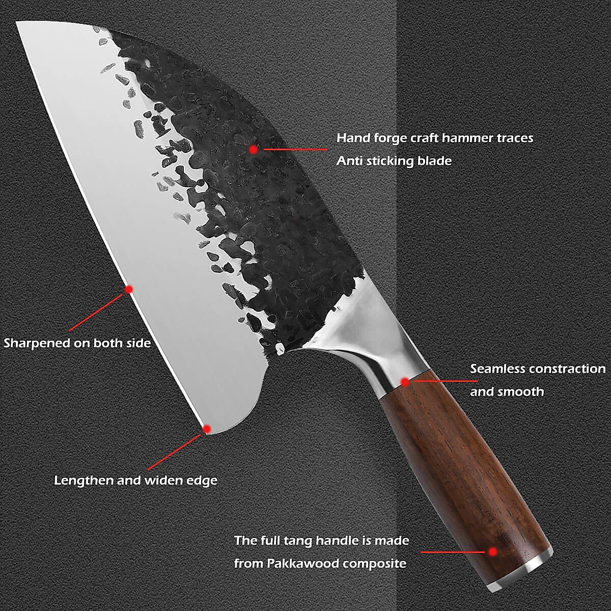 LONSDOW Serbian Butcher Knife Full Tang Forged Handmade Professional Kitchen Chef Knife Cleaver with Knife Sheath Sharpener