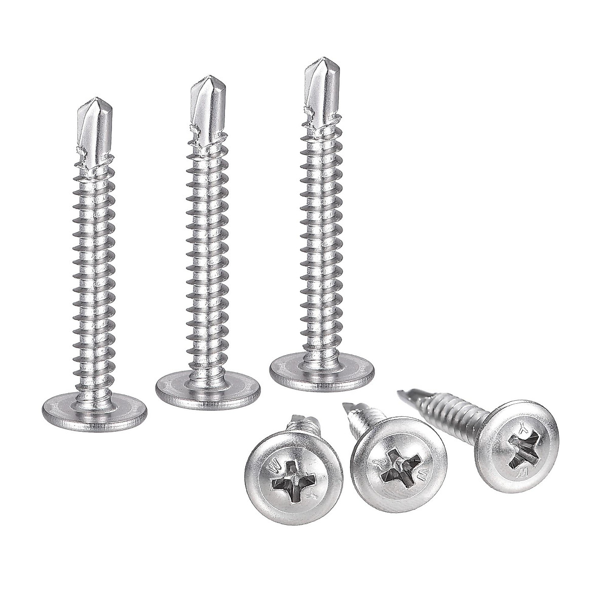 uxcell Phillips Head Self Tapping Screws, 8 x 1-1/4" 410 Stainless Steel Self Drilling Sheet Metal Screw 100pcs
