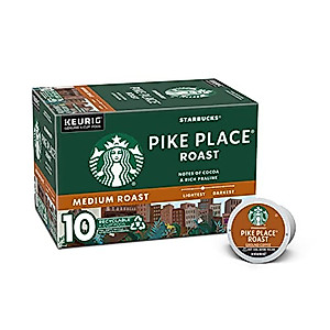 Starbucks Medium Roast K-Cup Coffee Pods — Pike Place Roast for Keurig Brewers — 1 box (10 pods)