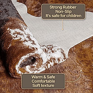 Soft Medium Faux Cowhide Rug (4.3ft x 5.6ft) - Cruelty-Free Animal Hide Carpet - Non-Slip Rug, Cow Print Decor - Farmhouse, Western Floor Rugs for Living Room, Bedroom, Dining Area or Office