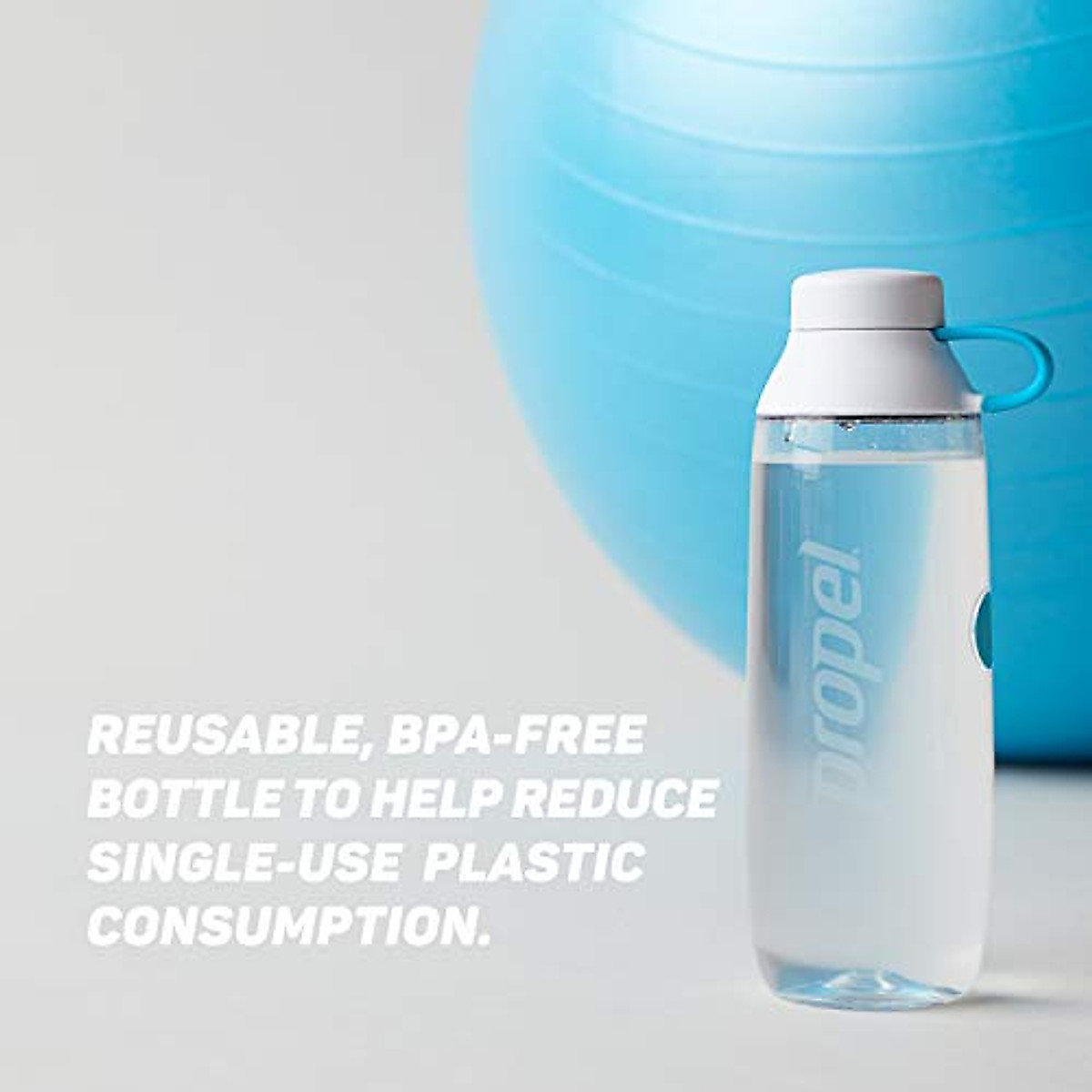 Propel 20oz Reusable Bottle, BPA Free, Impact Resistant, On-The-Go Strap, Dishwasher Safe, White
