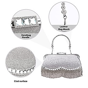 KIINO Silver Purse Rhinestone Purse Silver Clutch Purses For Women Evening Rocking Rhinestones