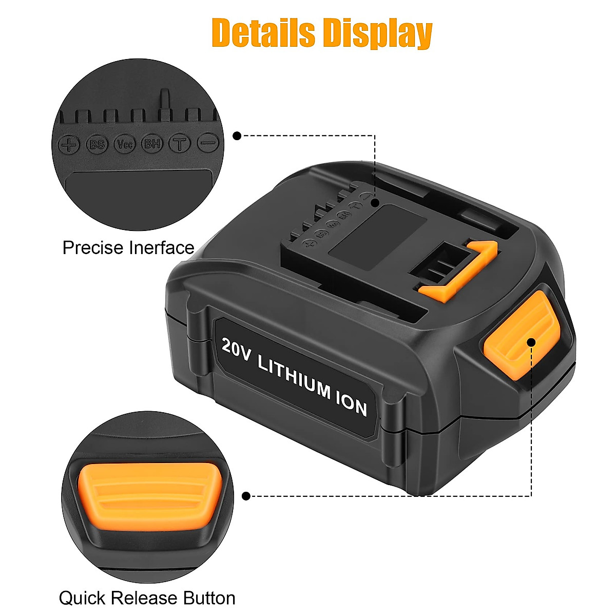 KUNLUN 2Pack Replacement for Worx Battery 20V 5.5Ah Lithium Compatible for Worx 20-Volt Battery WA3575 WA3578 WA3520 WA3525 WG151s WG155s WG251s WG255s WG540s WG545s WG890 WG891 Cordless Tools