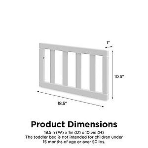 Little Seeds Haven Toddler Guard Rail, Nursery Furniture, White