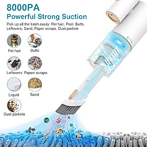 Handheld Vacuum, Mini Vacuum, Hand Vacuum Dust Buster with 8000Pa Strong Suction, 150W High Power, USB Rechargeable 270-Degree Rotatable Cordless Portable Vacuum for Home Office and Car