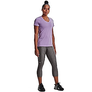 Under Armour womens Tech V-Neck Short-Sleeve T-Shirt , Octane (566)/Metallic Silver , Small