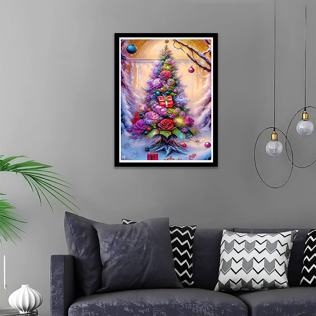 Christmas tree Gem Painting Crafts for Adults Home Wall Decor,Christmas Diamond Painting Kits- Christmas tree Diamond Art for Adults,DIY 5D Gem Art Christmas Perfect for Relaxation(12*16inch)