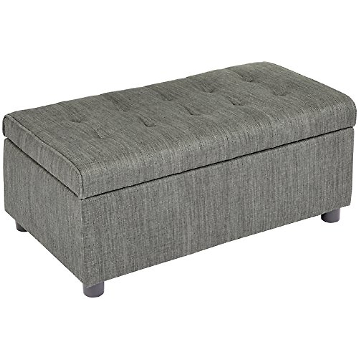 FIRST HILL FHW Arlos Rectangular Fabric Storage Ottoman with Tufted Design - Shadow Gray