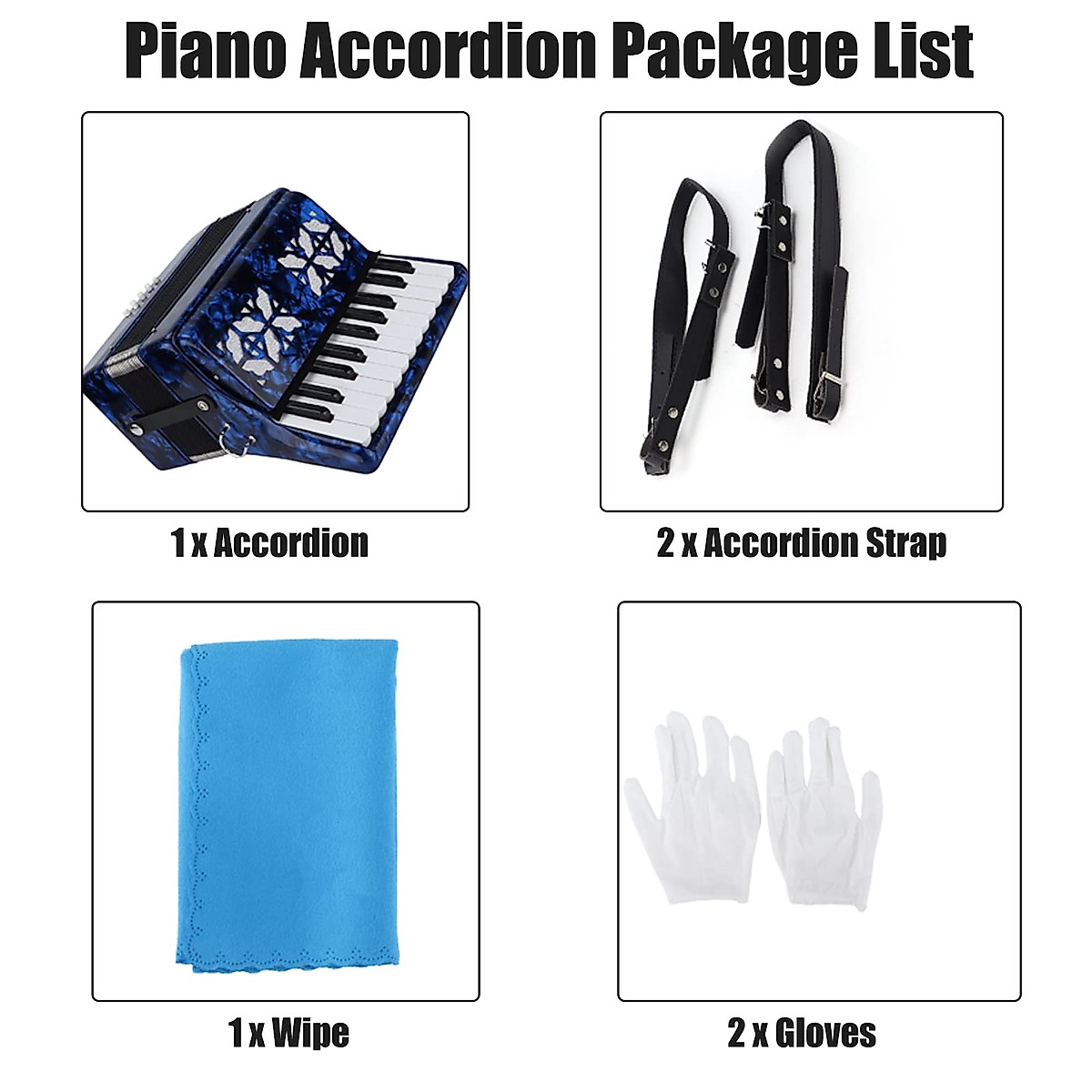 Accordion 22 Key 8 Bass Piano Accordion Keyboard Instrument Adjustable Accordion Strap Pure Sound Keyboard Accordion for Performance Amateur Musicians and Professionals
