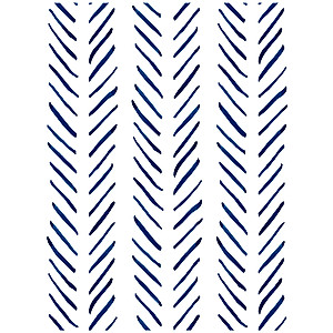 HAOKHOME Boho Peel and Stick Wallpaper Stripe Removable Navy/White Chevron Vinyl Contact Paper Mural for Home Decor 17.7in x 9.8ft