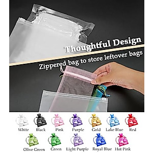 Luceinvita 100pcs Organza Bags 3x4 Inch Small Favor Bags Organza Drawstring Gift Bags Pouches for Wedding Candy Party Baby Shower (Green)